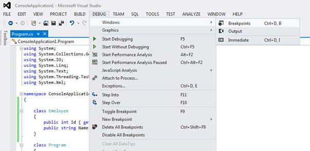 Setting Breakpoints in Visual Studio